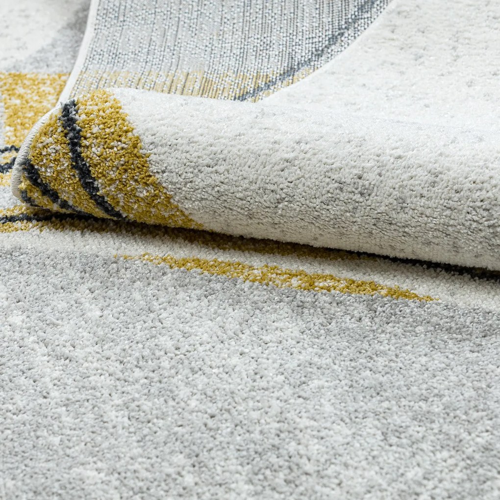 Dywany Łuszczów, Kusový koberec Fusion 5868 white/yellow, 160x220, šedá, kancelář