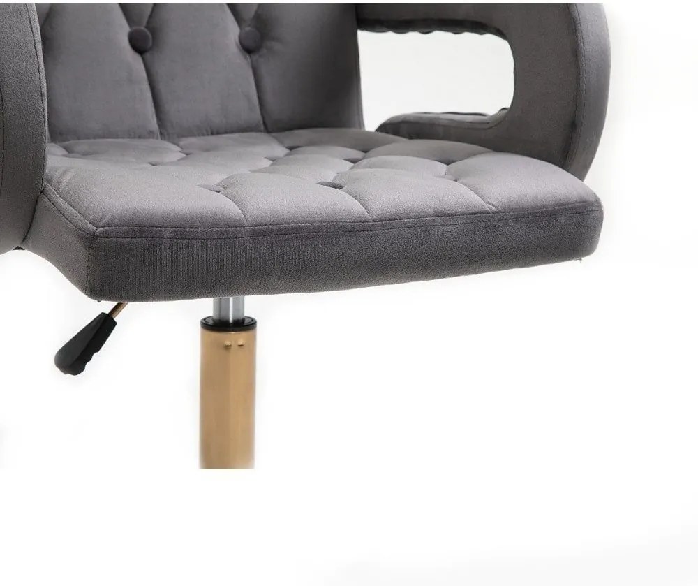 LuxuryForm DESIGN Otočná židle BOSTON VELUR na zlaté podstavě s kolečky - šedá