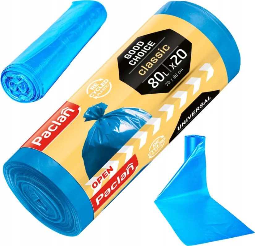 Pytle na odpad CLASSIC 80L 20 ks Paclan Blue Waste 70 x 90cm