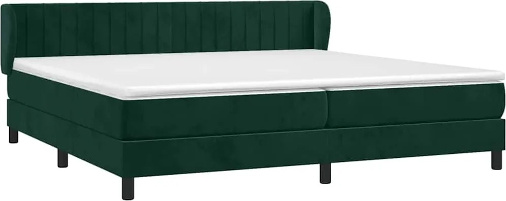 Box spring postel s matrací tmavě zelená 200x200 cm samet 3131102