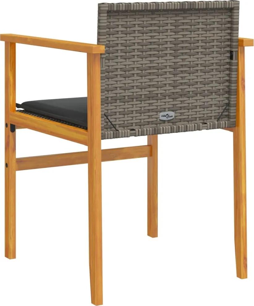 vidaXL Zahradní židle s poduškami 2ks polyratan a masivní dřevo [368712] Barva: Šedá