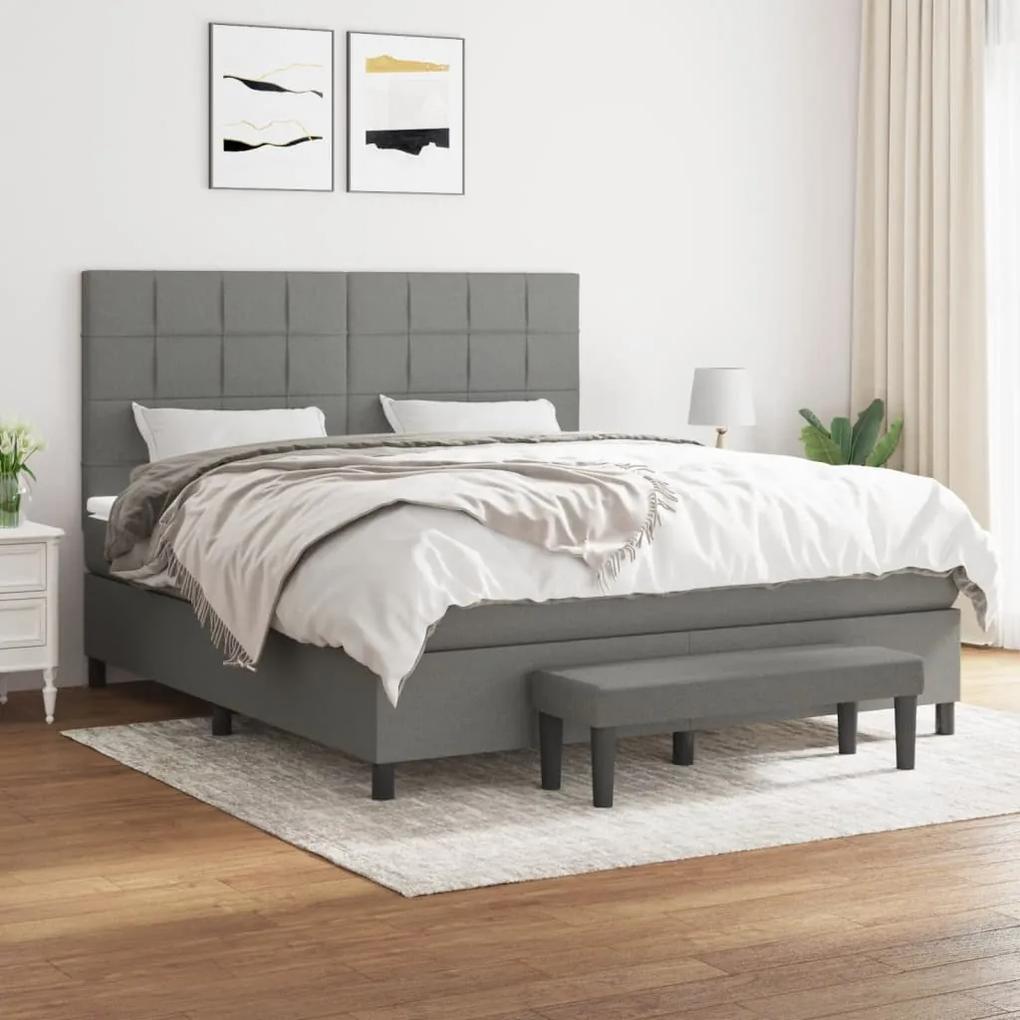 Box spring postel s matrací tmavě šedá 160x200 cm textil,  3136606