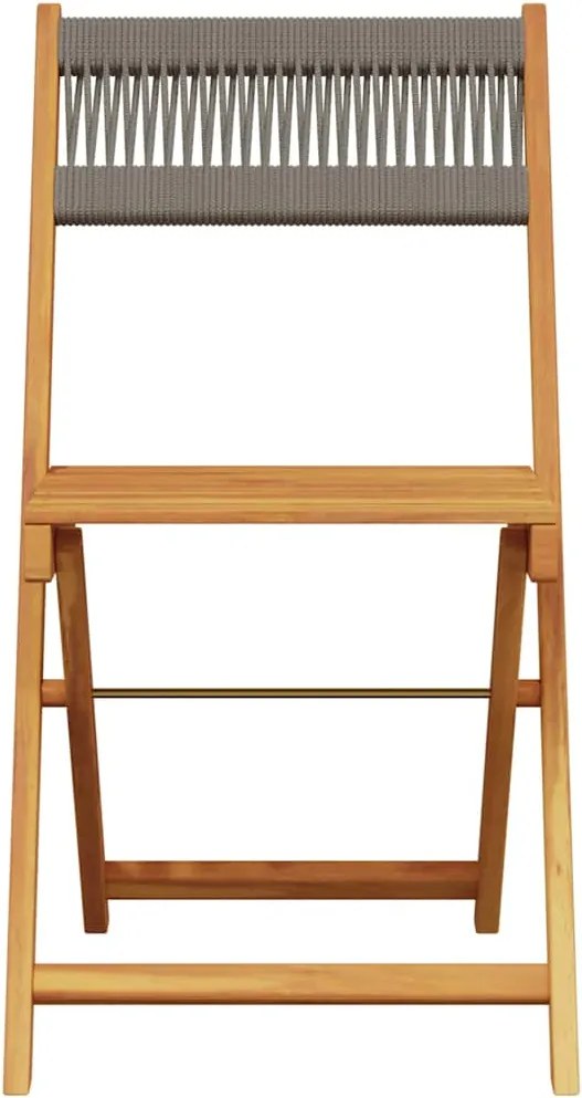 3dílný bistro set šedý polypropylen a masivní dřevo 3281842
