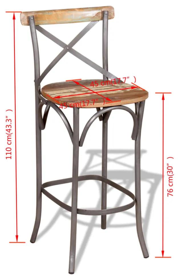 vidaXL Barová židle masivní recyklované dřevo