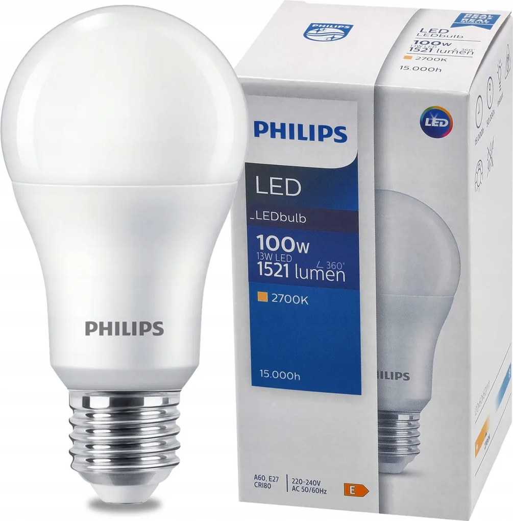 LED žárovka PHILIPS E27 a60 13w 1521lm 2700k - teplá bílá
