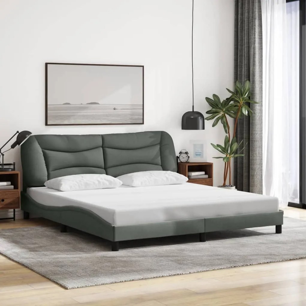 Rám postele s LED bez matrace Hvar Tmavě šedá 180x200 cm Látka 3213719