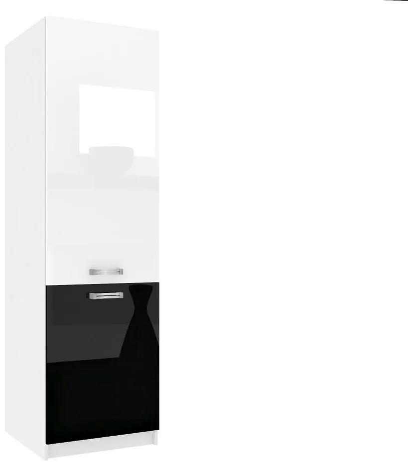 Vysoká kuchyňská skříňka Belini na vestavnou lednici 60 cm bílý lesk / černý lesk  INF SSL60/0/WT/WB/0/D