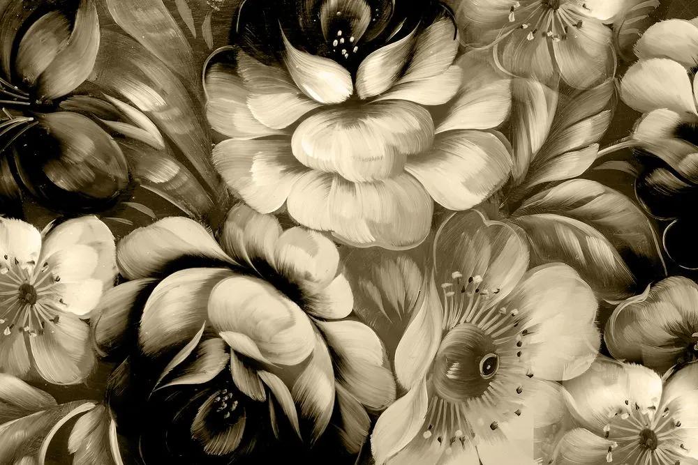 Obraz impresionistický svět květin v sépiovém provedení Varianta: 120x80