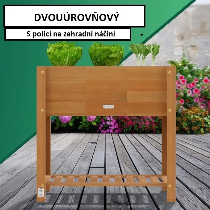 Casaria Vyvýšený květináč venkovní z akátového dřeva, 70 x 30 x 75 cm 109890
