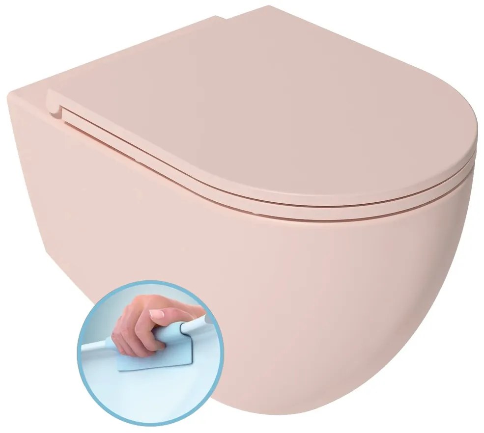Isvea Isvea, INFINITY závěsná WC mísa, Rimless, 36,5x53cm, růžová Salmon, 10NF02004-2S