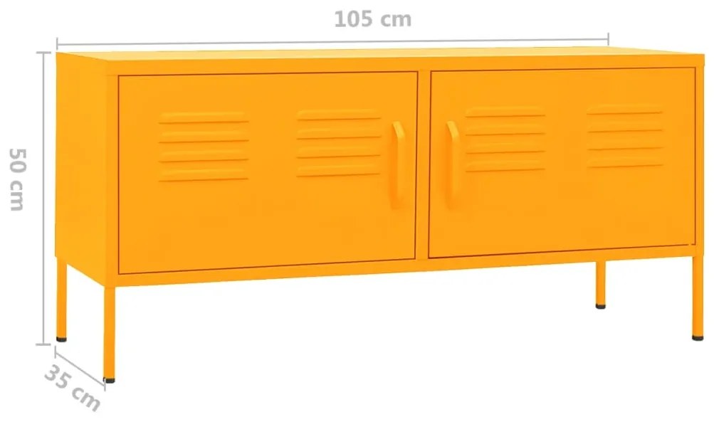 TV skříňka hořčicově žlutá 105 x 35 x 50 cm ocel