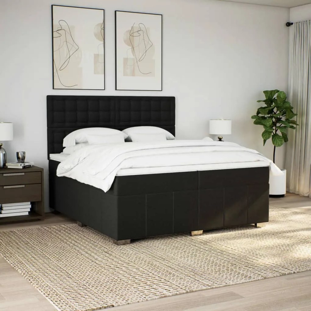 Box spring postel s matrací černá 200x200 cm textil 3291791