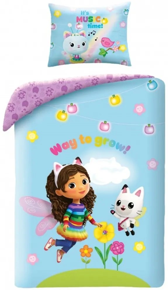 Bavlněné ložní povlečení Gábinin kouzelný domek - motiv Gabby a Pandy Paws - 100% bavlna - 70 x 90 cm + 140 x 200 cm