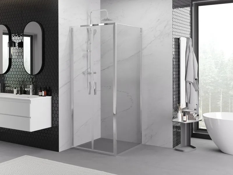 Mexen Exo, výklopná sprchová kabina, dveře 110 cm + boční stěna 110 cm, transparentní sklo, chrom, 814-110-110-01-00
