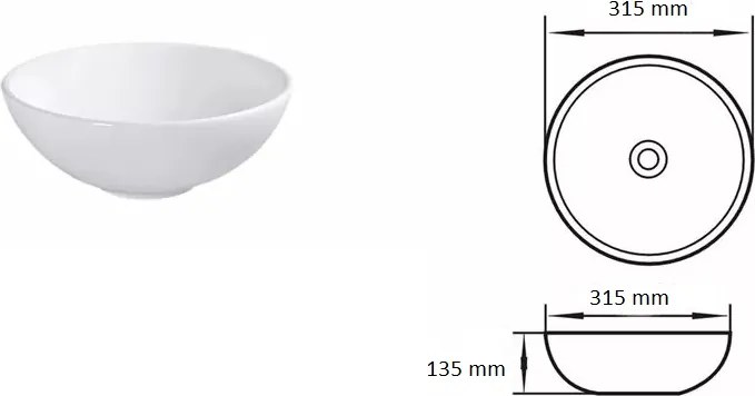 Gamma Doxa, umyvadlo na desku 315x315x135 mm, bílá lesklá, GMA-UC-DOXA
