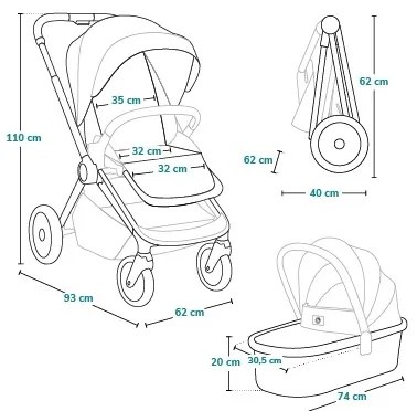 Lionelo - Kombinovaný kočárek 2v1 MIKA PLUS Brown Rust