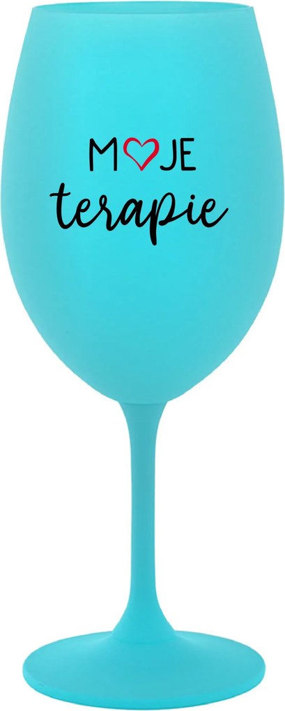 MOJE TERAPIE - tyrkysová sklenice na víno 350 ml