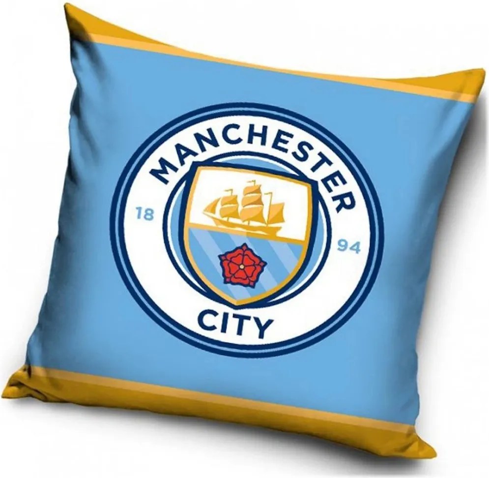 Velurový polštář Manchester City FC - motiv Logo - 40 x 40 cm