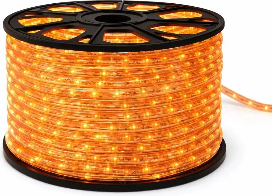 Easy Fix světelná LED hadice venkovní, 50 m, oranžová, 1500 diod, čirý kabel, IP44, cívka