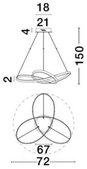Závěsné LED svítidlo NOVA LUCE FUSION 53W 3000K zlatá barva 1701101002