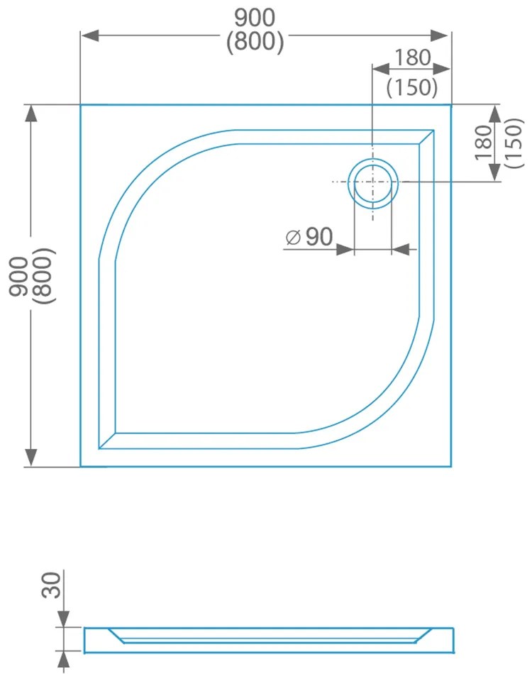 Roltechnik Outlet Čtvercová sprchová vanička iCAST SQUARE z litého mramoru Varianta: rozměry: 80x80 cm - (iCAST_SQUARE_80x80 - 8000221)