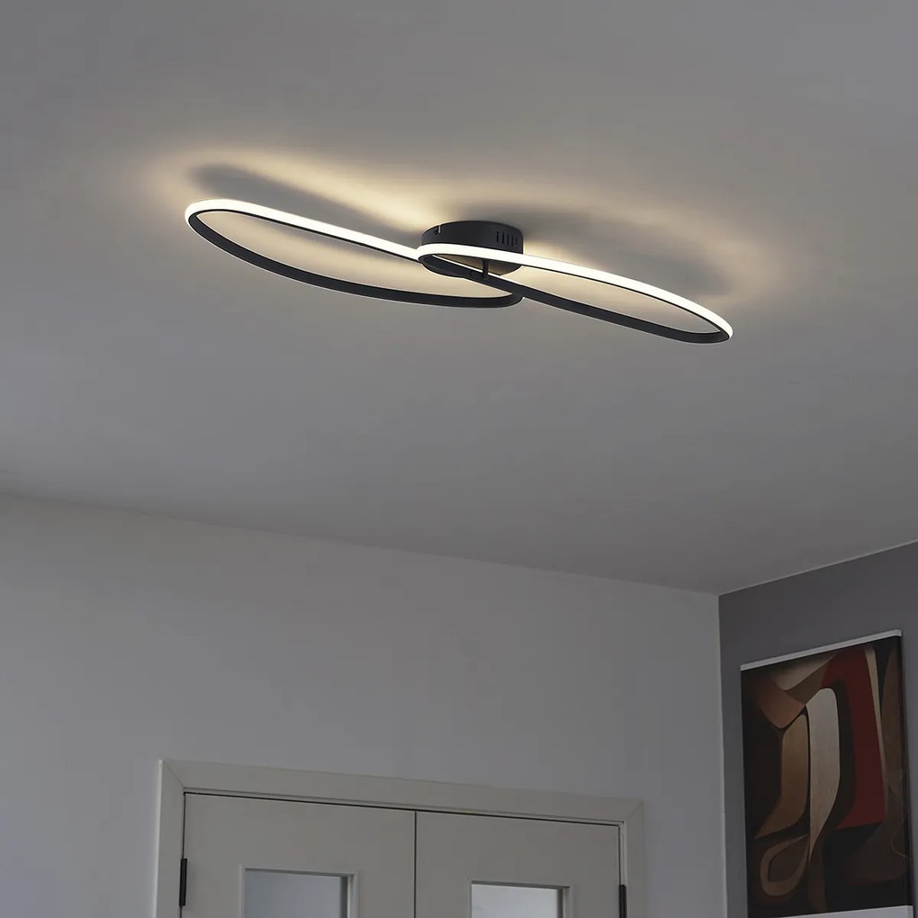 Designové stropní svítidlo černé 100 cm vč. LED 3-krokové stmívatelné 2-světelné - Pepe