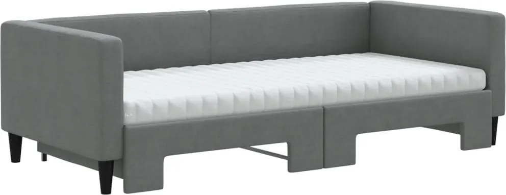 Válenda s přistýlkou a matracemi tmavě šedá 90 x 200 cm textil 3196597