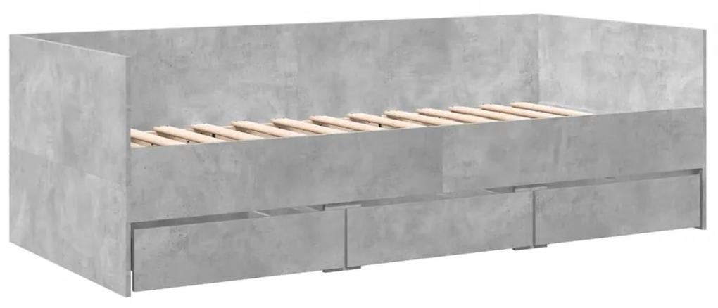 vidaXL Válenda se zásuvkami betonově šedá 90 x 190 cm kompozitní dřevo