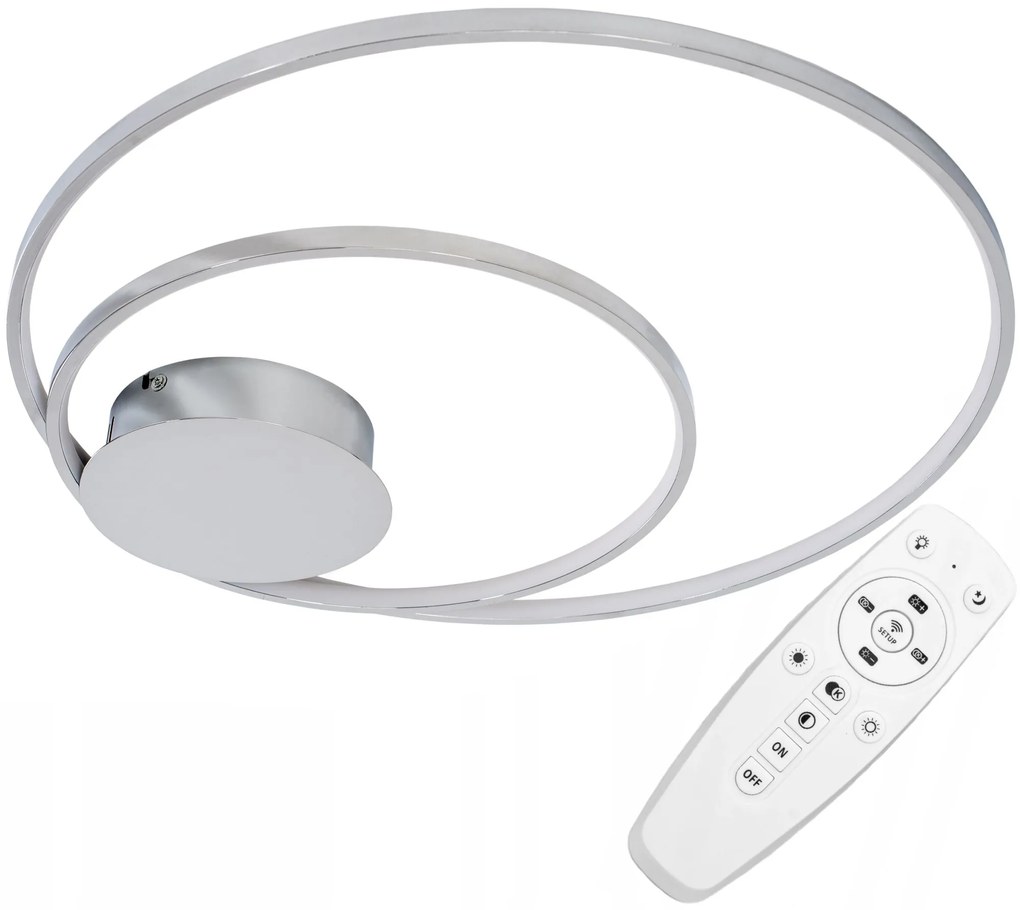Toolight - LED stropní svítidlo APP804-C + dálkové ovládání, chromová, OSW-07902