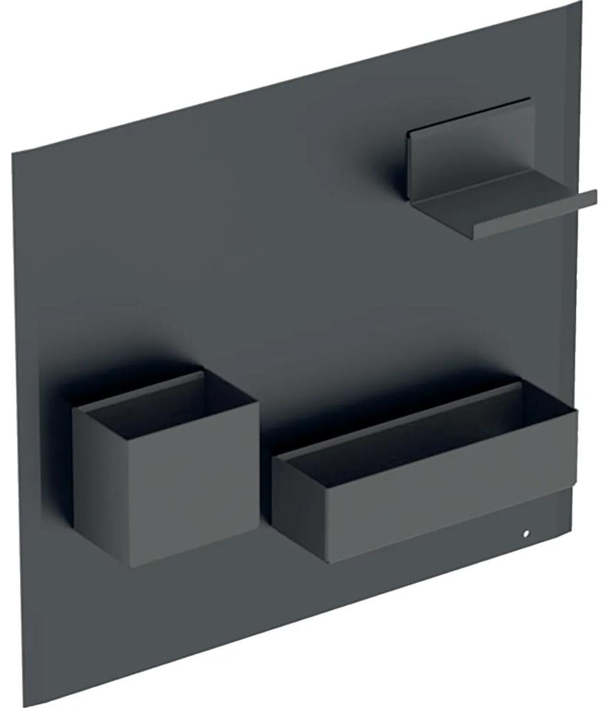 Geberit Příslušenství - Magnetická tabule s přihrádkami, 449x388 mm, matná černá/matná láva 500.649.16.1
