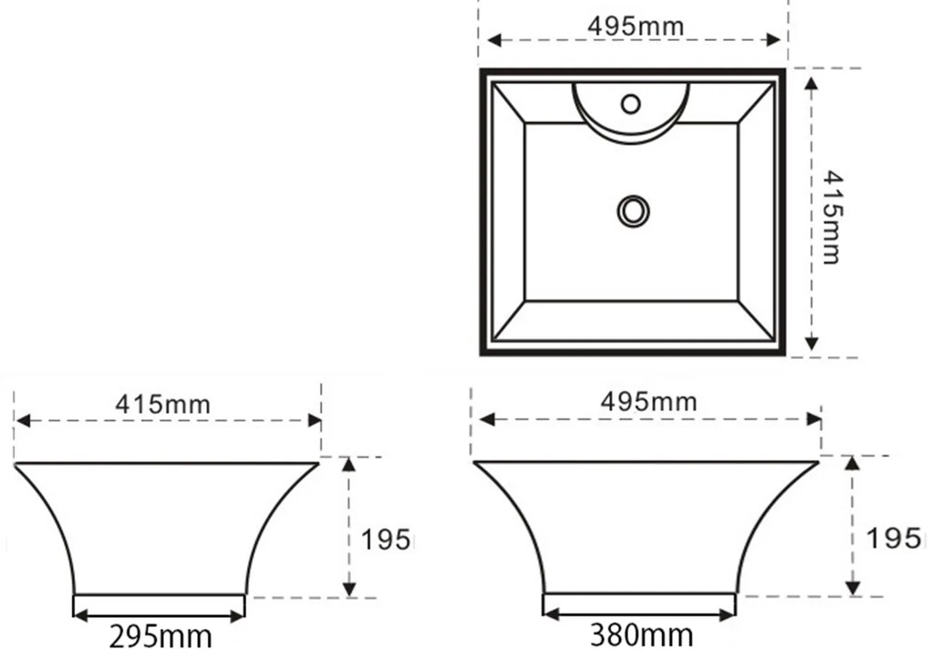 Aqualine, Umyvadlo 49,5x41,5x19,5 cm, bílá, 49411