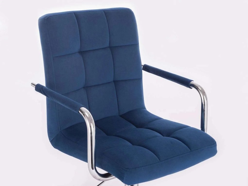LuxuryForm DESIGN Barová židle VERONA VELUR na stříbrné kulaté podstavě - modrá