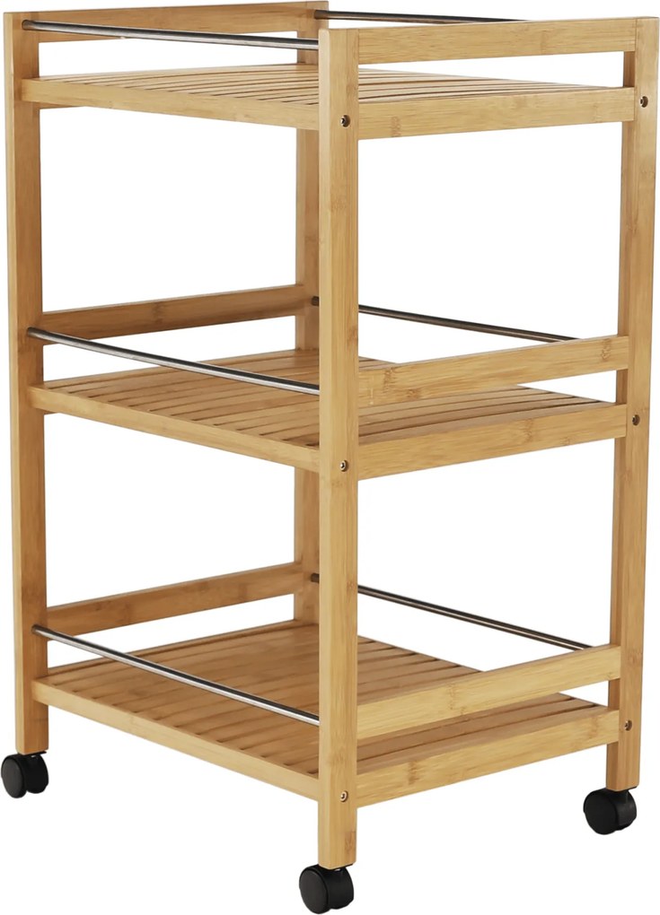 Servírovací vozík, přírodní bambus, NASHY