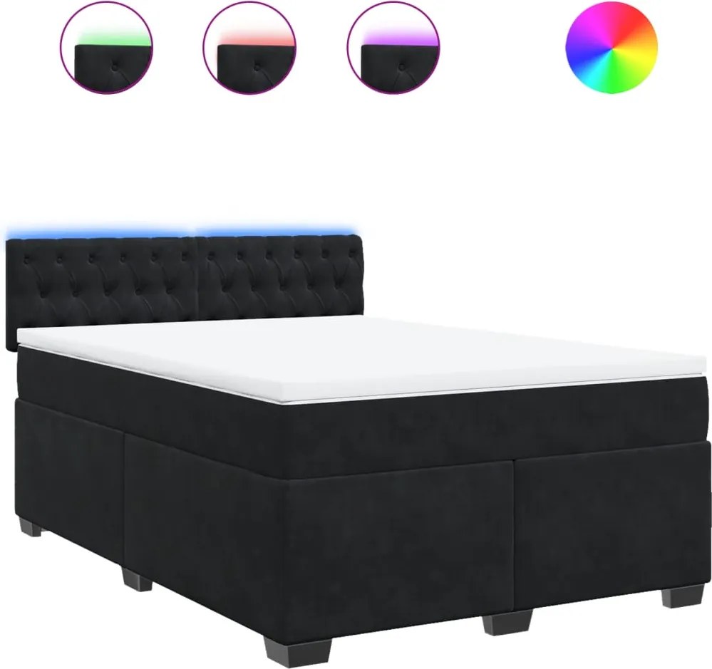 Box spring postel s matrací černá 160x200 cm samet 3288662