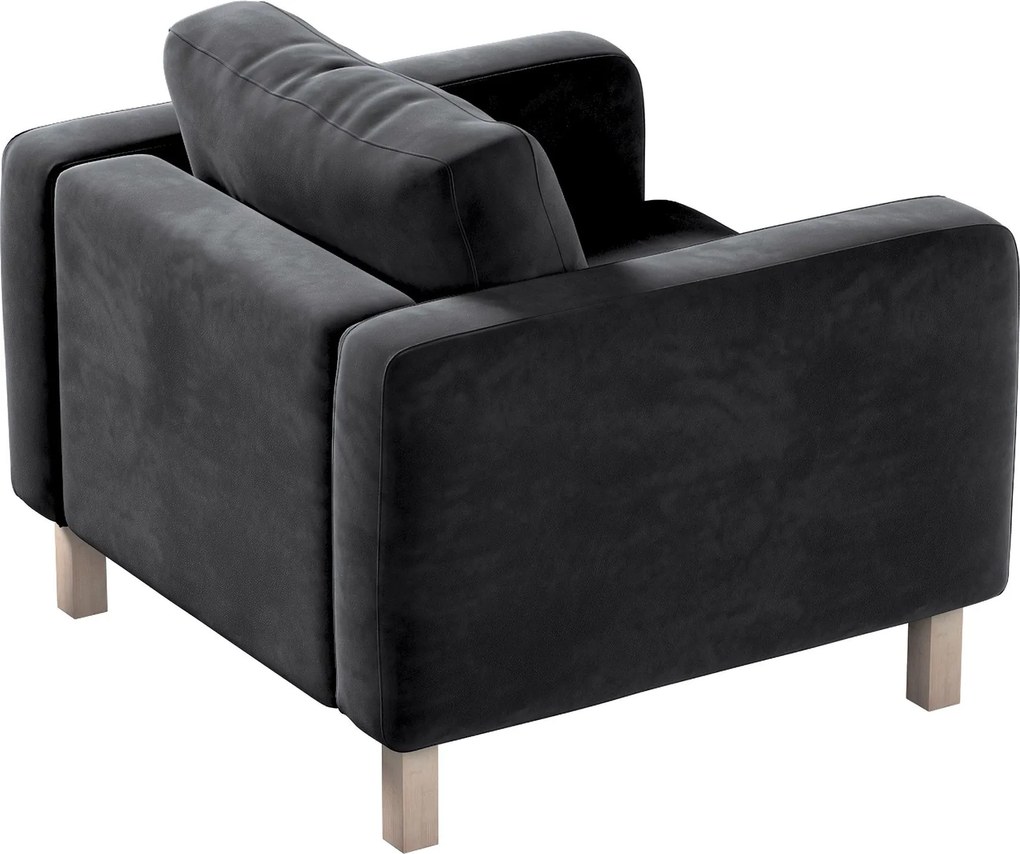 Potah na křeslo IKEA Karlstad, krátký barva černá látka lesklé, sametová