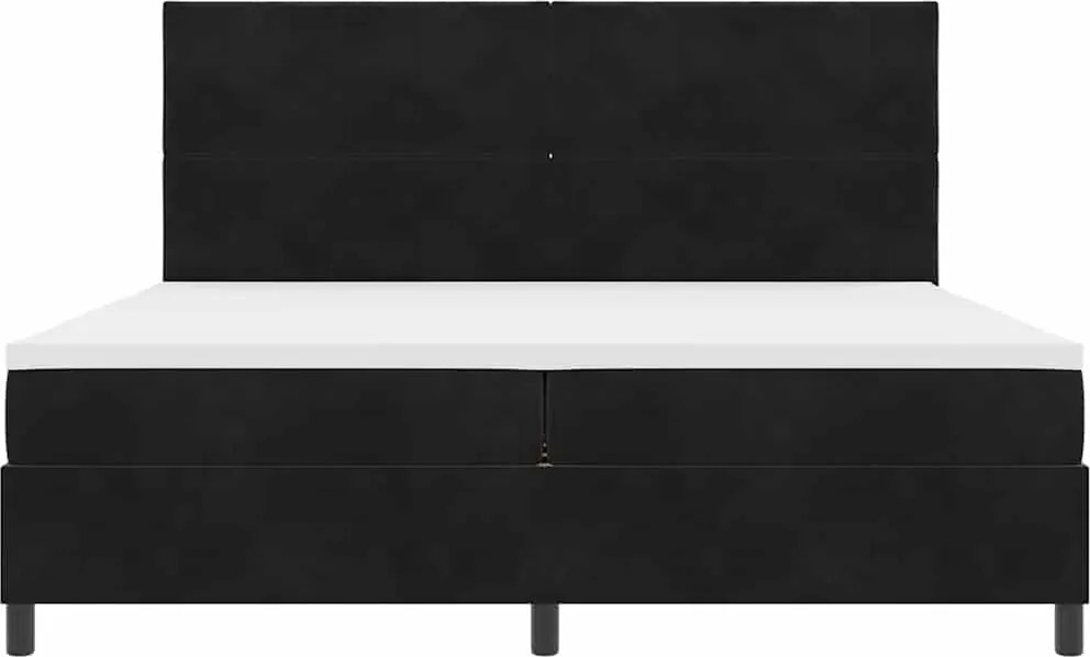Postel s boxspringem s čelo Černý 200 x 200 cm samet 3339922