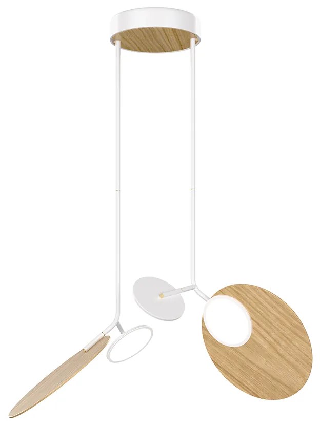 Stropní svítidlo v organickém designu Ballon 2 Dekor: Bílá / Dubové dřevo, Stmívání: Stmívatelné DALI, Výška: 1580 mm
