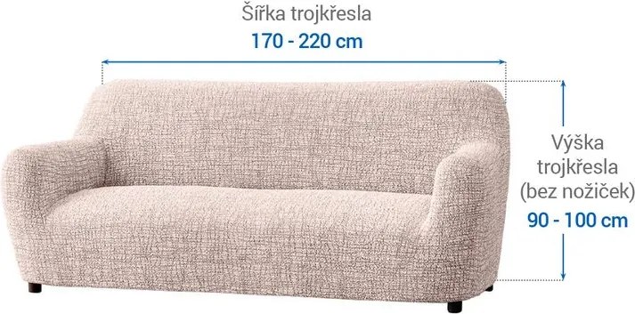 Bielastické potahy GRAFITI NOVÉ béžové trojkřeslo (š. 170 - 220 cm)