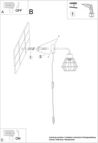 Nástěnné svítidlo SOLLUX SUBA černé E27 1x15W bez žárovky SL.1164