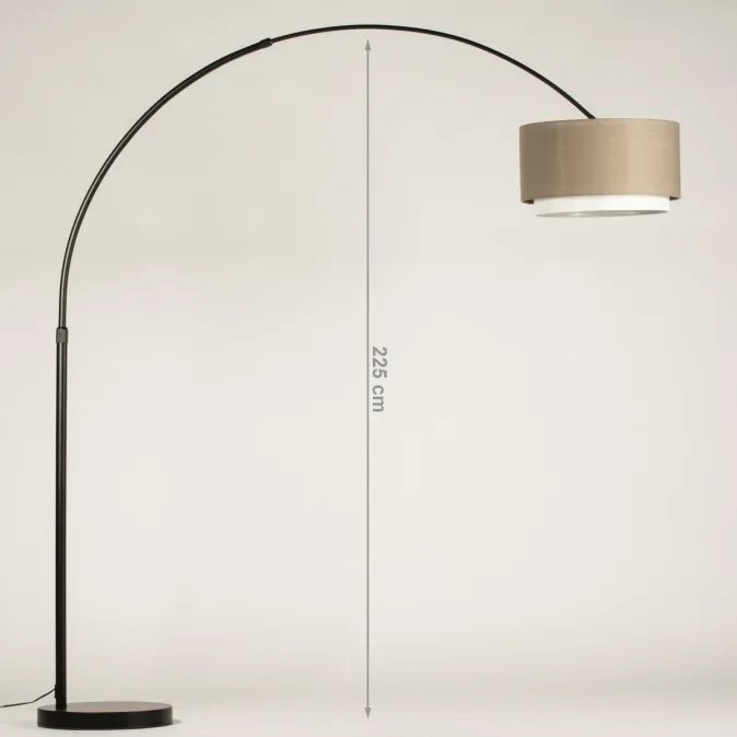 Stojací designová oblouková lampa Soffito Taupe and Black