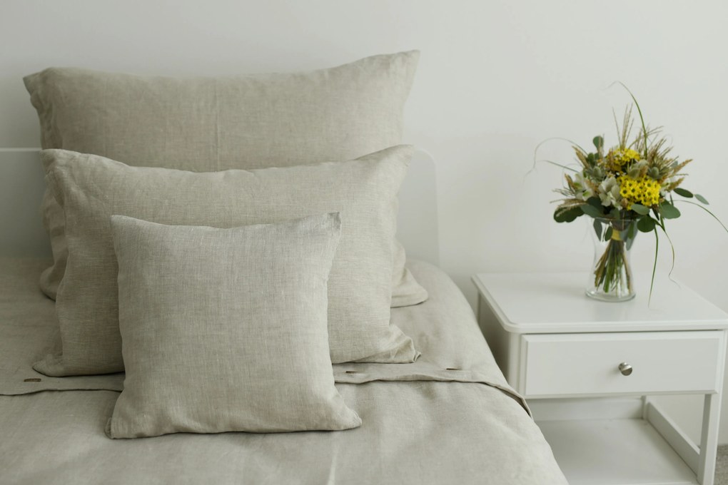 Nelly Lněný povlak na polštář - oatmeal Rozměr: 50/50 CM ZIP