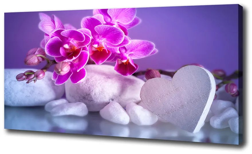 Wallmuralia Foto obraz canvas Orchidej a srdce 100x50 cm