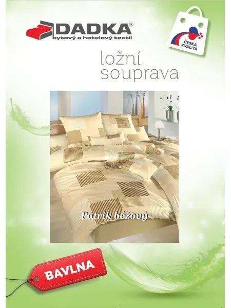 DADKA Bavlněné povlečení Patrik béžové 140x200, 70x90 cm