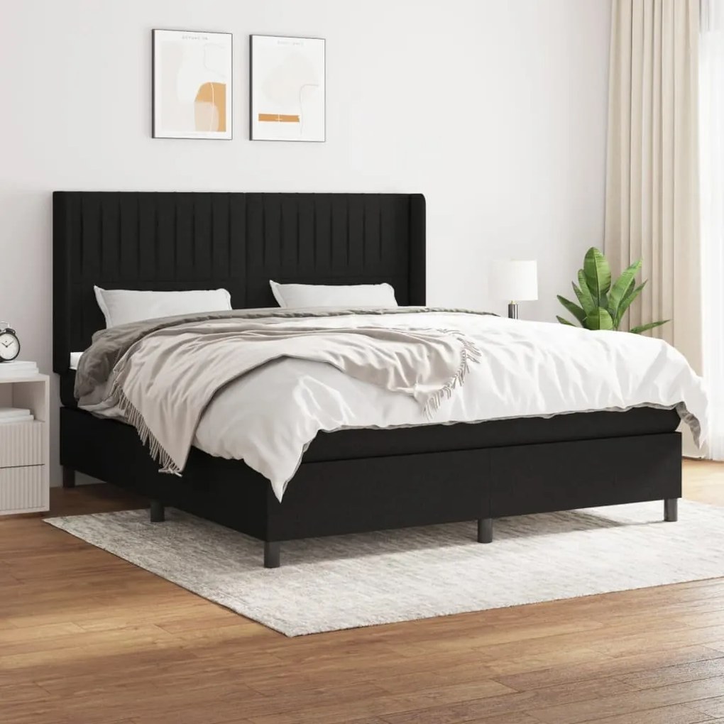 Box spring postel s matrací černá 180x200 cm textil 3131611