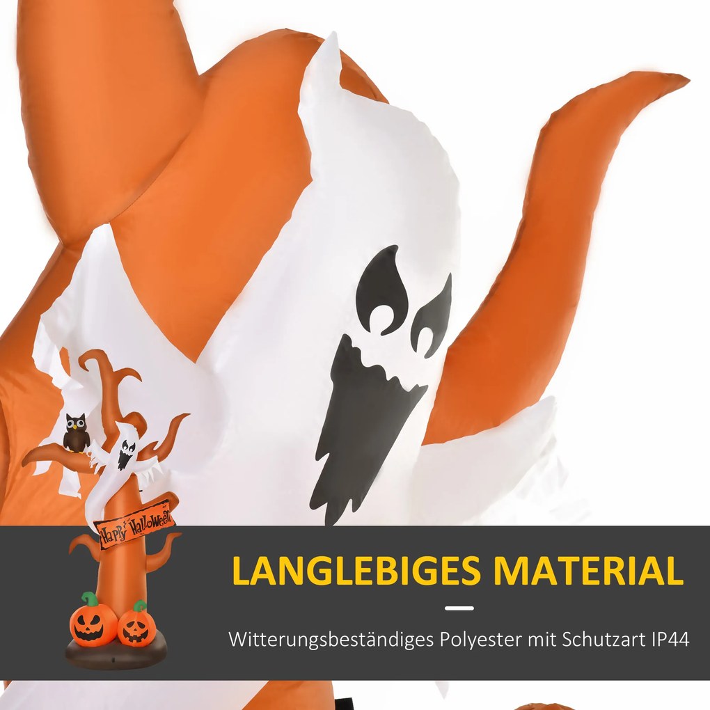 HOMCOM Samonafukovací Halloween dekorace s LED světly, včetně ventilátoru a upevňovacího materiálu, 156 cm x 107 cm x 274 cm