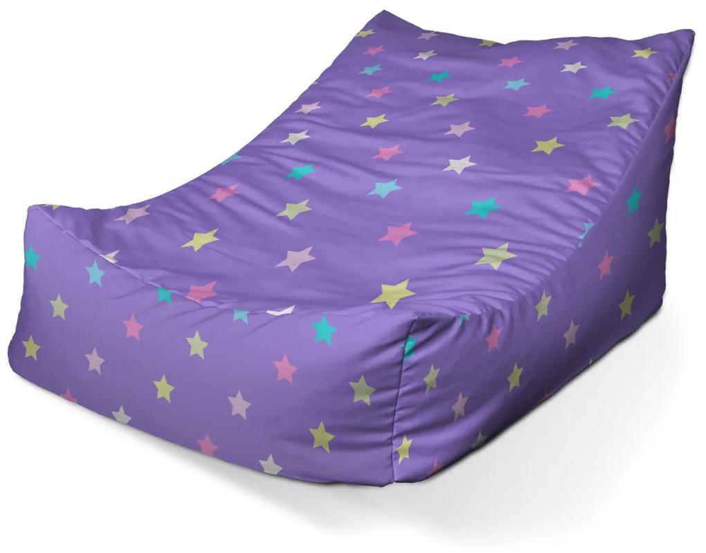 Sablio Sedací vak Lounge Hvězdy na fialové - 80 x 95 x 50 cm