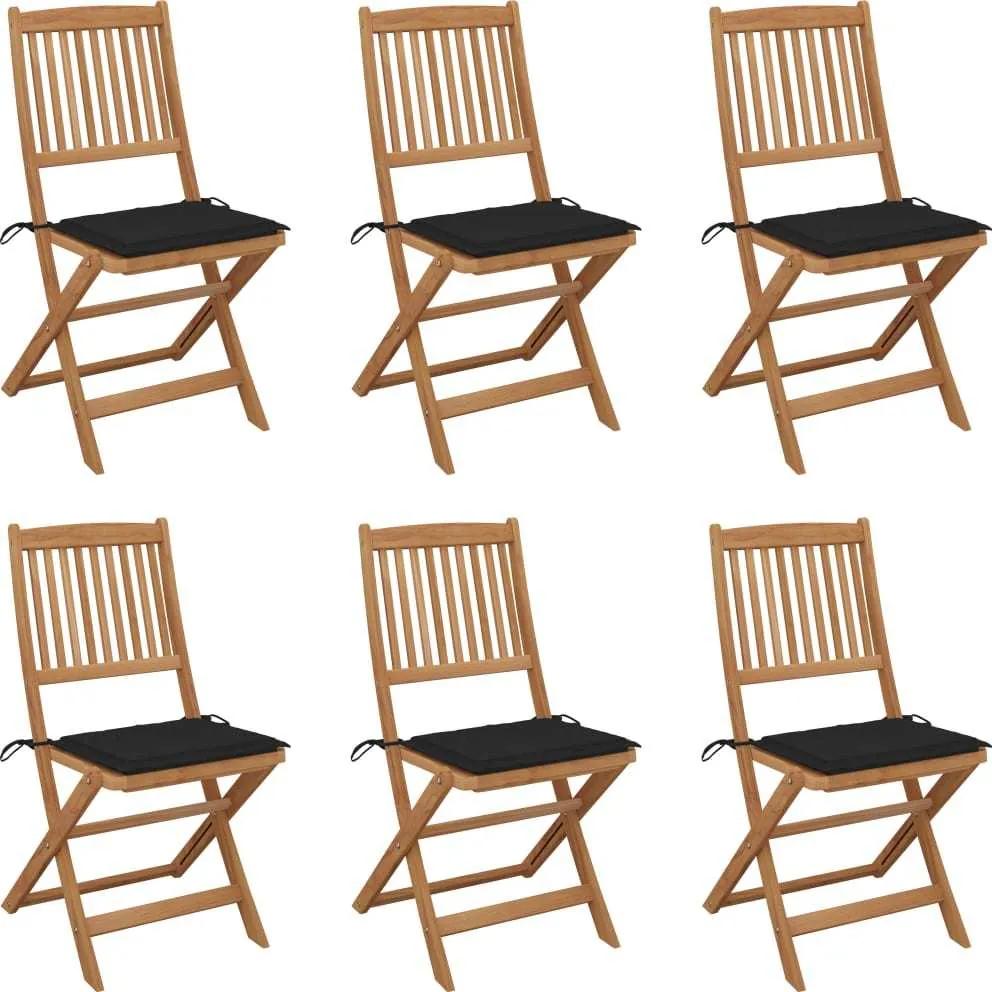 vidaXL Skládací zahradní židle s poduškami 6 ks masivní akáciové dřevo [3065488] Barva: Zelená