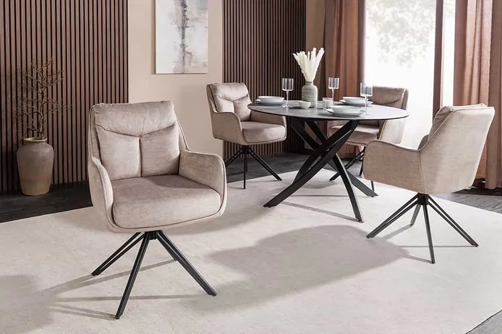 Designová otočná židle Brock béžový samet