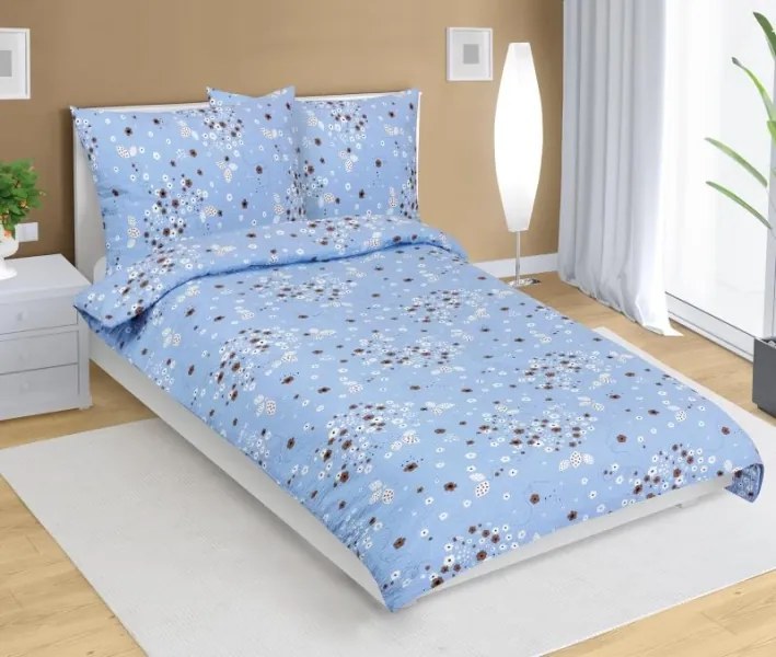 Bellatex Povlečení krepové Kytička modrá 140x200, 70x90 cm Biano.cz