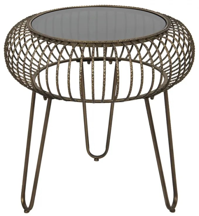 Kovový odkládací stolek Gineke se skleněnou deskou- 48*47 cm – 48x47 cm